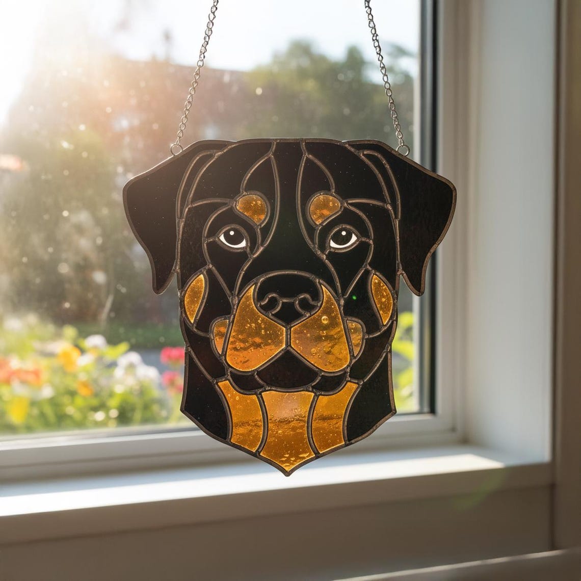 Rottweiler Stained Glass Pattern • Dog Breeds Face Template • Numbered ...