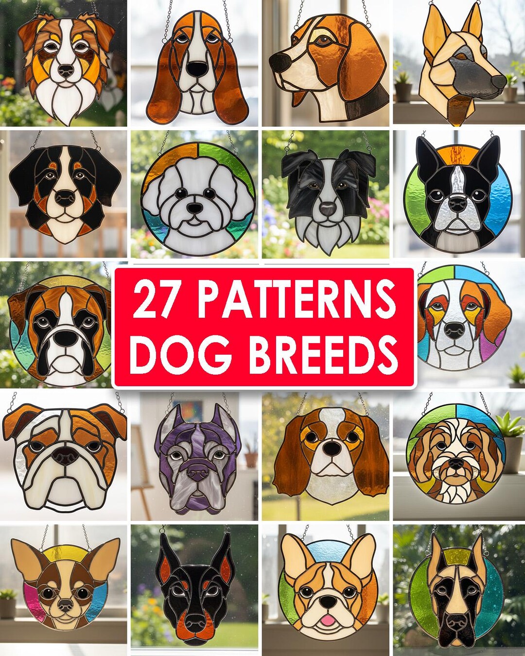 Dog Breeds Stained Glass Patterns | 27 Suncatcher Templates (PDF ...