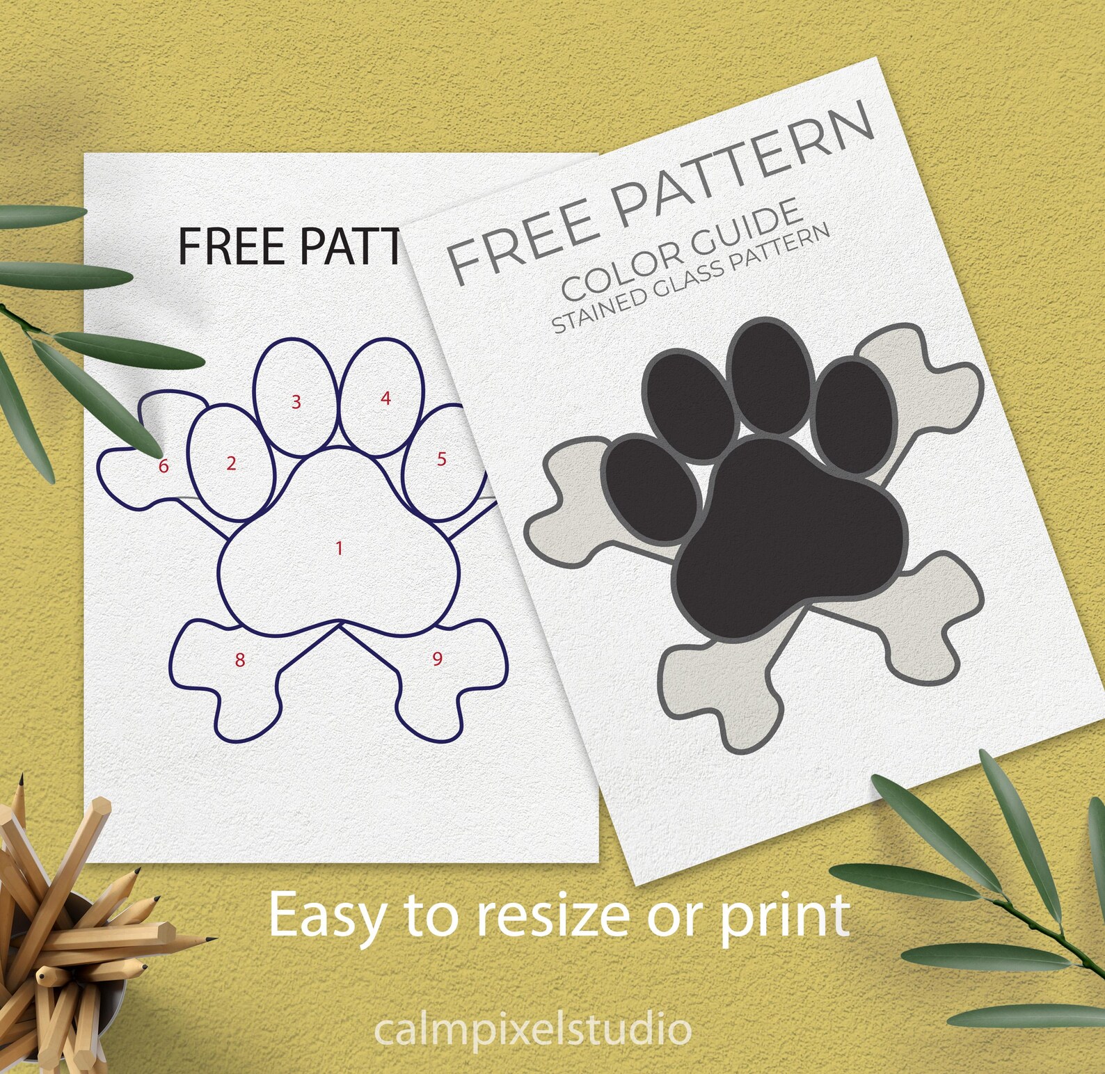 Pomeranian Stained Glass Pattern • Dog Breeds Face Template • Numbered ...