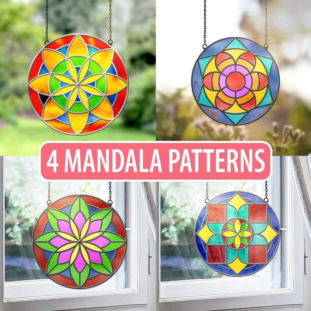Mandala Stained Glass Patterns: Round Suncatcher Templates (digital ...