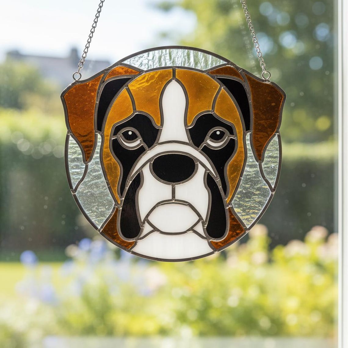 Boxer Puppy Pattern • Dog Stained Glass Head Template • Numbered ...
