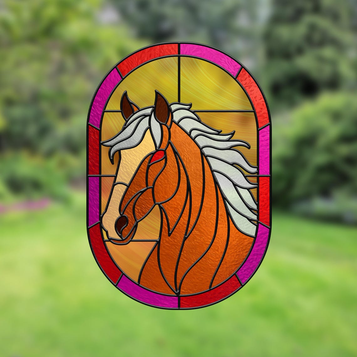 Horse Stained Glass Pattern - Digital PDF Template for DIY Glass Art ...