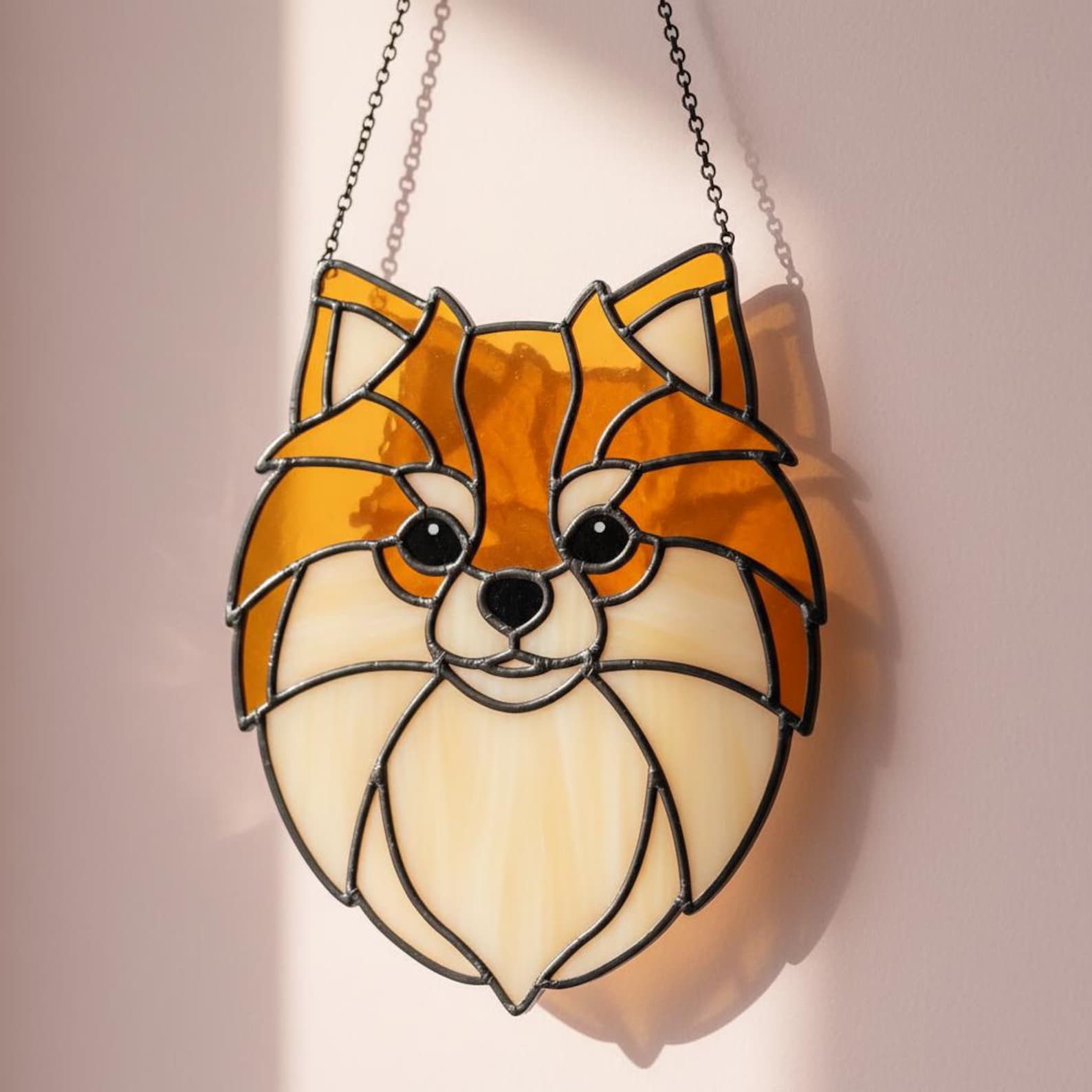 Pomeranian Stained Glass Pattern • Dog Breeds Face Template • Numbered ...