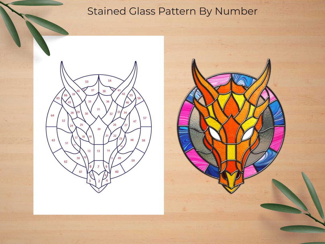 Dragon Stained Glass Pattern: Fantasy Head Template (SVG, PDF) - Etsy