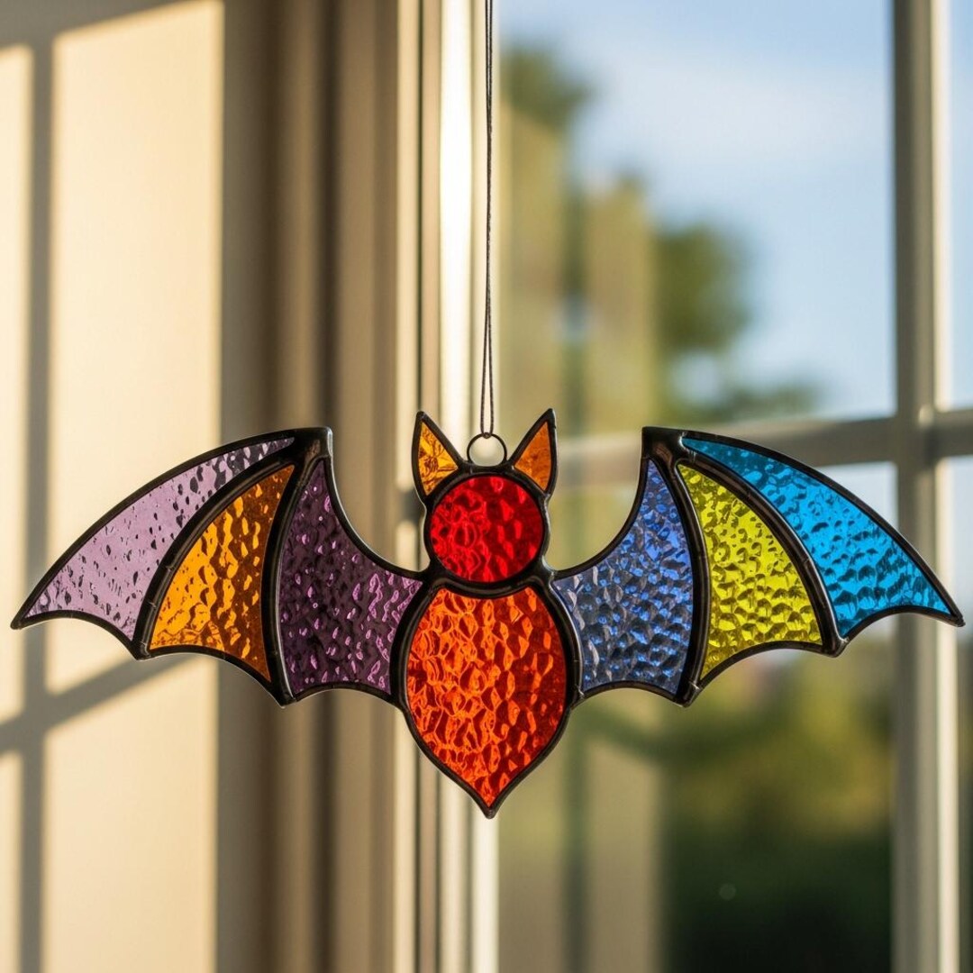 Bat Stained Glass Pattern – Gothic Window Suncatcher Template ...
