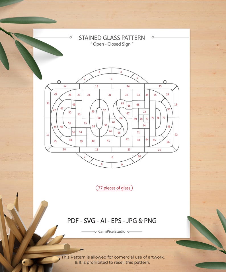 Stained Glass Open Closed Sign Pattern: DIY Glass Art (digital Download ...