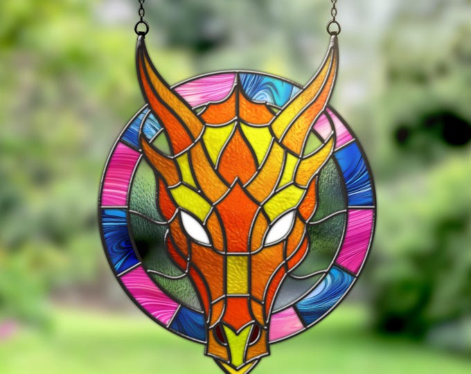 Digital (PDF) Stained Glass Pattern - Dragon's Head (profile) - Etsy Canada