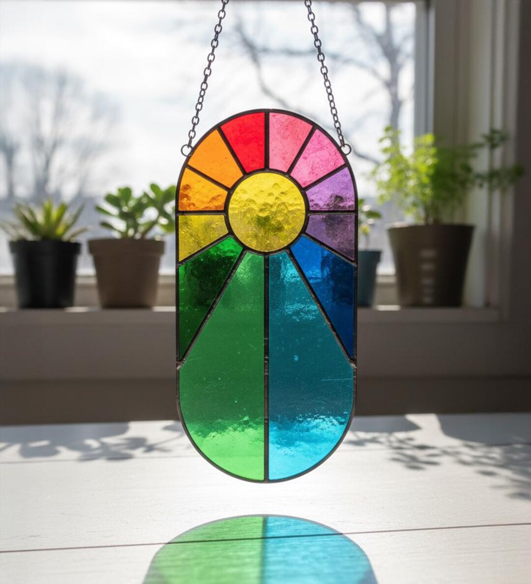Rainbow Sunburst Stained Glass Pattern | Beginner Template | Easy DIY ...