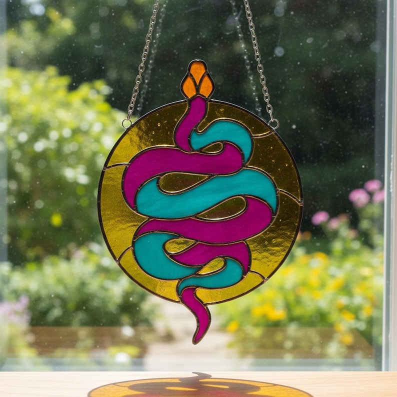 Snake Stained Glass Pattern – 24 Piece Serpent Design Template, Reptile ...