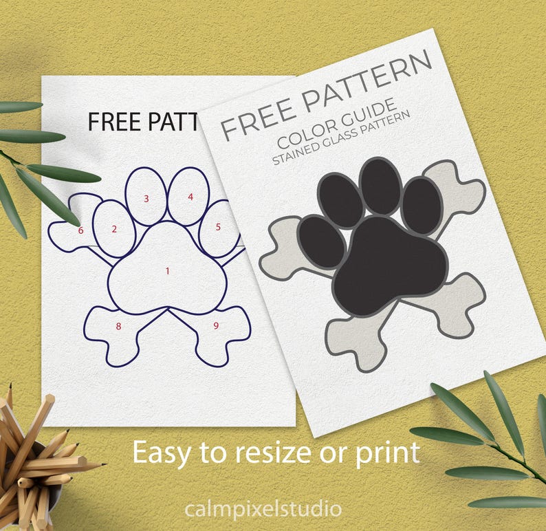 Boxer Puppy Stained Glass Pattern • Dog Breeds Head Template • Numbered ...
