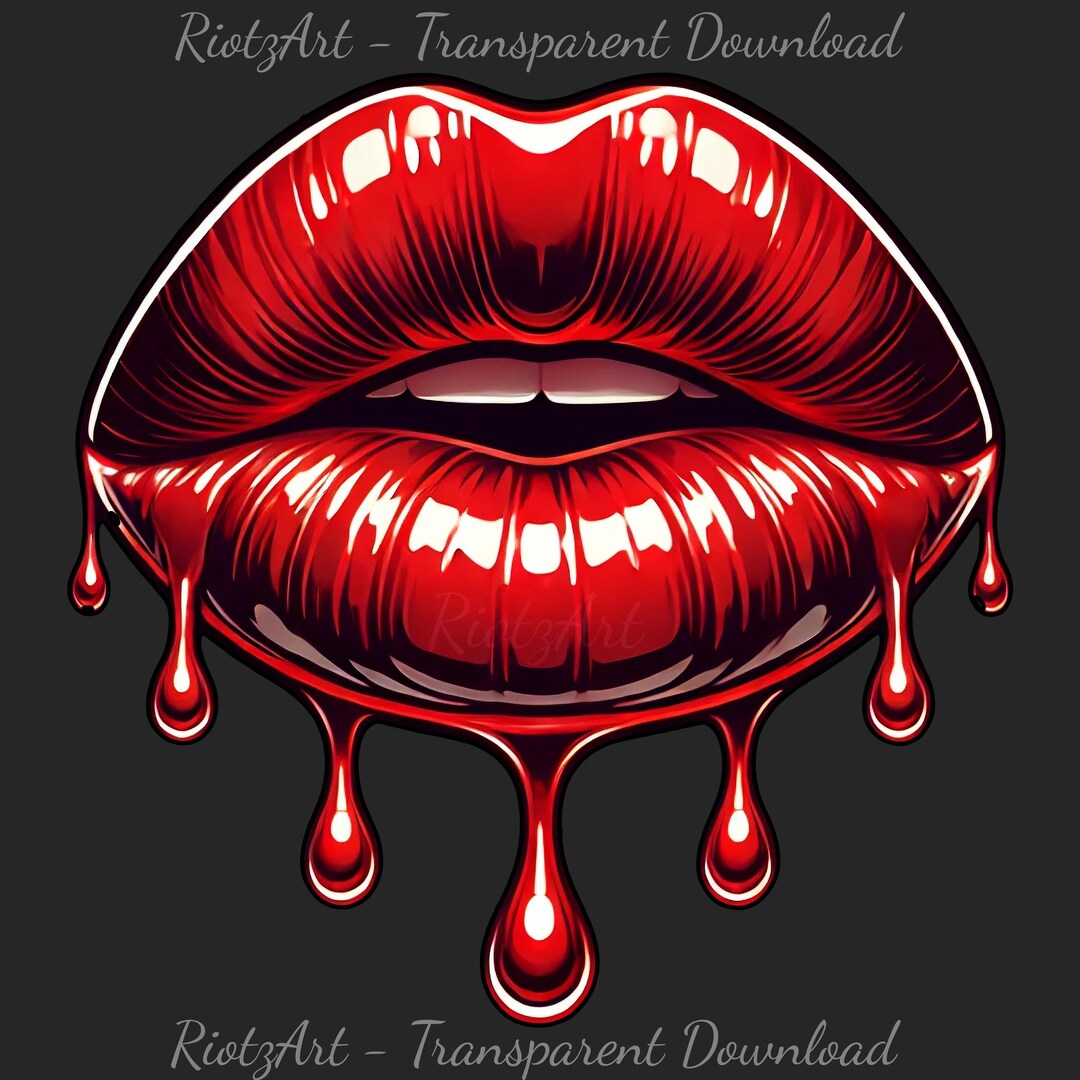 Drippy Red Glossy Lips, Transparent, No Background, 300 DPI, 13x13inchs ...