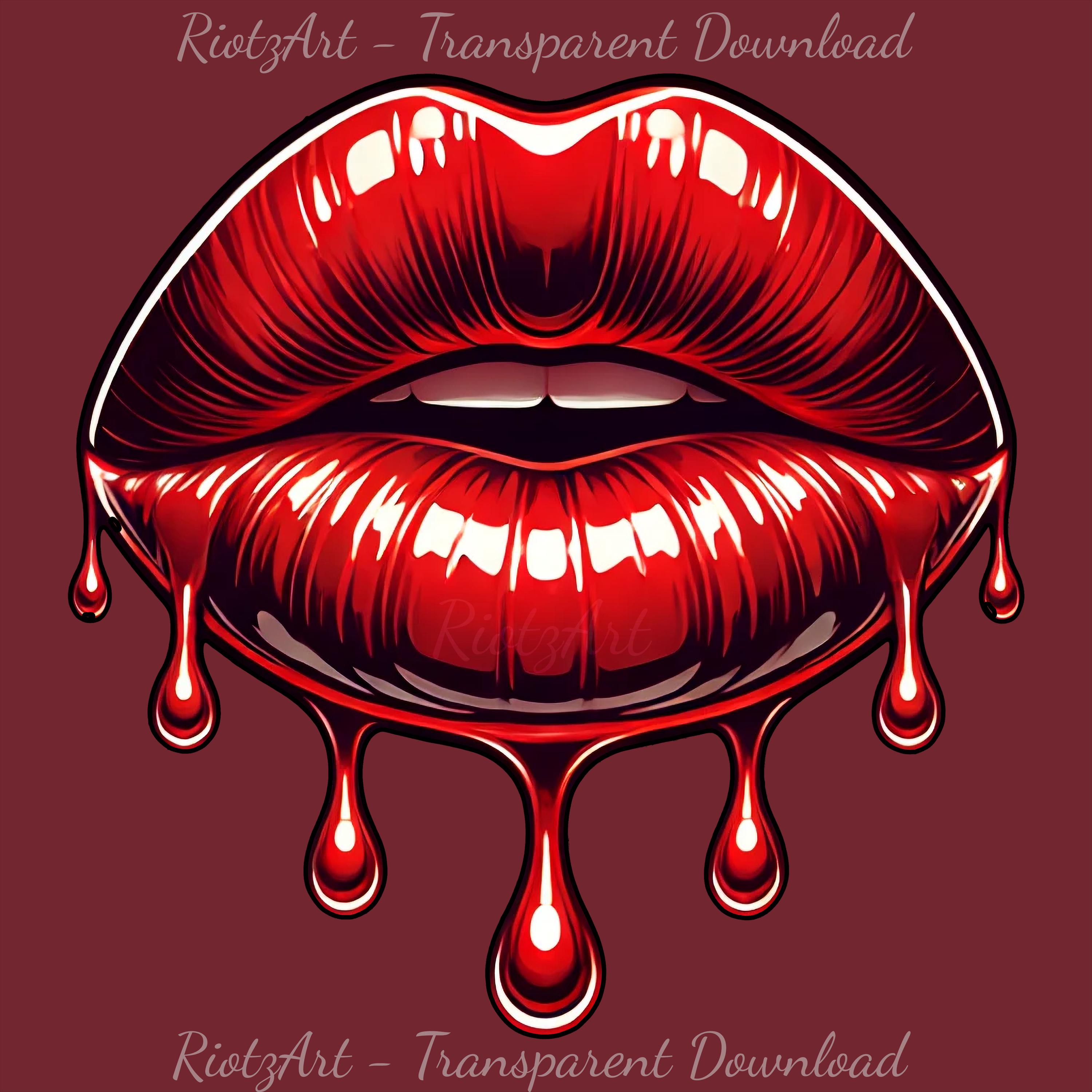 Drippy Red Glossy Lips, Transparent, No Background, 300 DPI, 13x13inchs ...