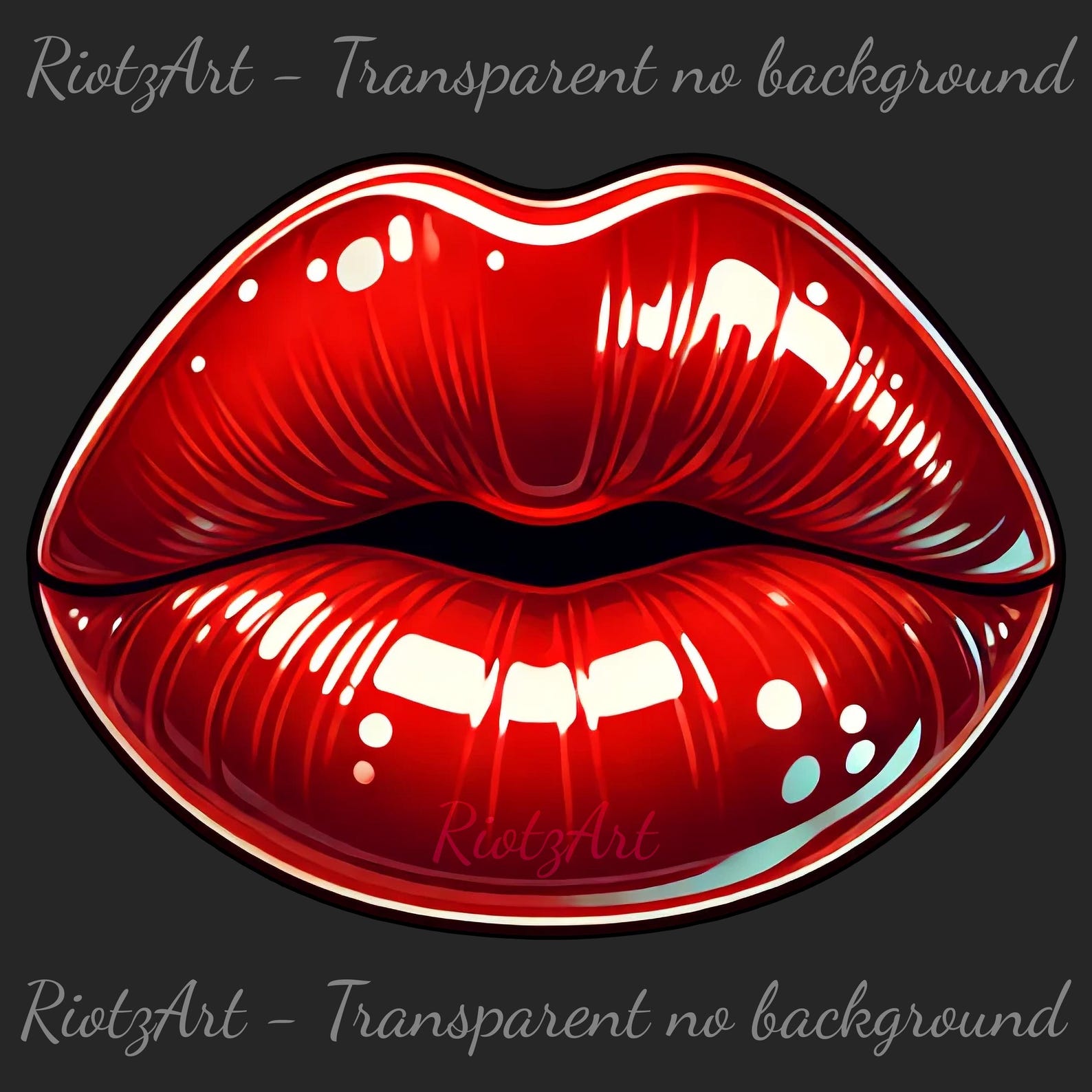 Glossy Lips Transparent, No Background, 300DPI, 13x13inches. High ...