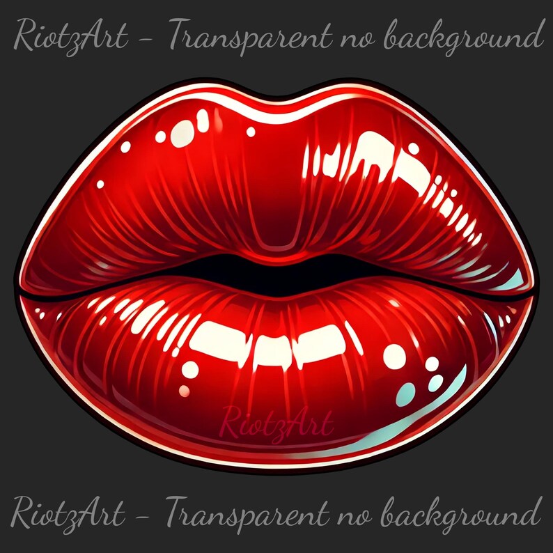 Glossy Lips Transparent, No Background, 300DPI, 13x13inches. High ...