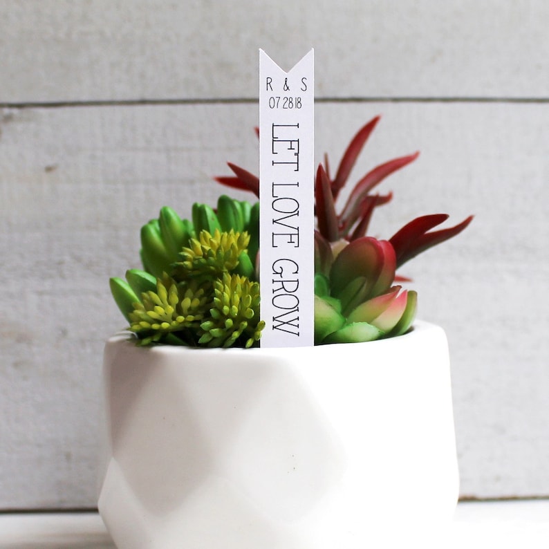 Let Love Grow Succulent Tag | Succulent Stakes | Wedding Favors ...