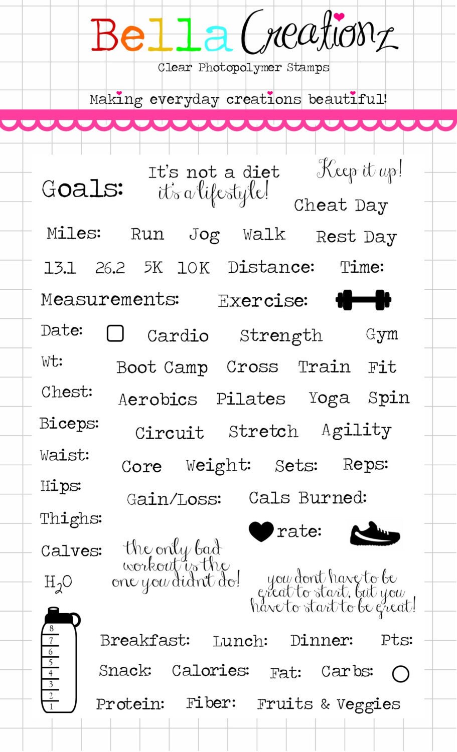 Plan to Be Fit Planner Stamp Set Fitness Stamps Perfect | Etsy