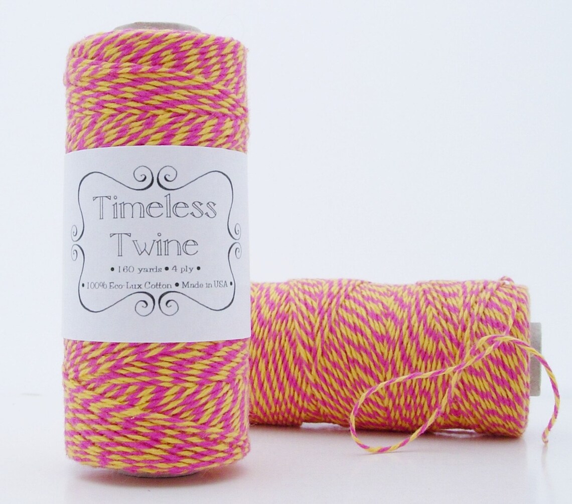 Pink and Yellow Bakers Twine - Raspberry Lemonade by Timeless Twine - Etsy