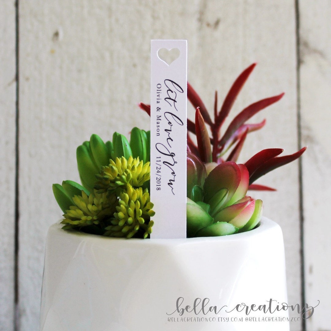Let Love Grow Succulent Tag | Succulent Stakes | Wedding Favors ...