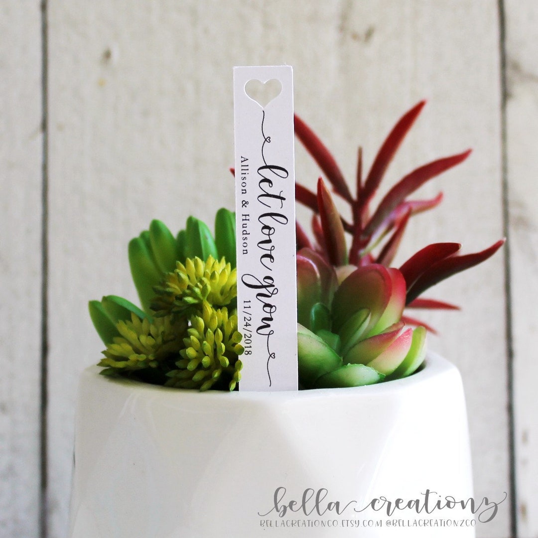 Let Love Grow Succulent Tag | Succulent Stakes | Wedding Favors ...