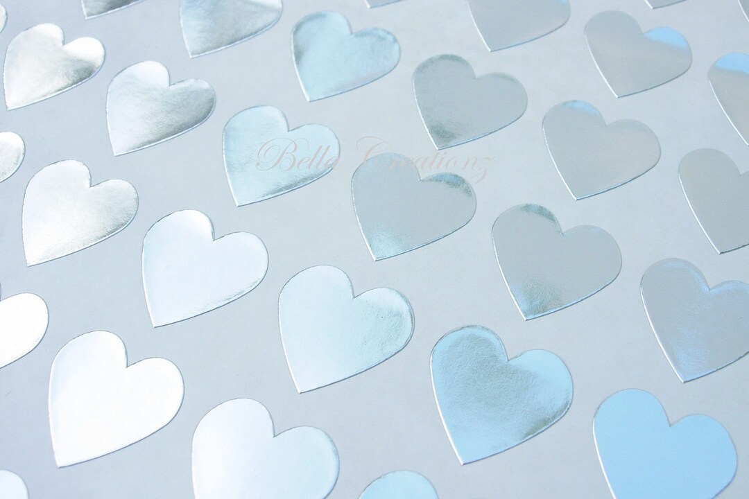 Silver Heart Stickers - Envelope Seals - Etsy