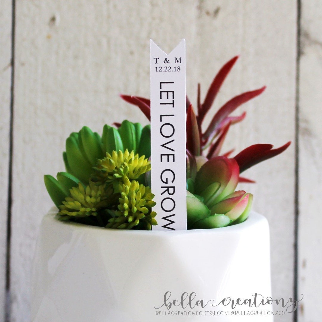 Let Love Grow Succulent Tag | Succulent Stakes | Wedding Favors ...