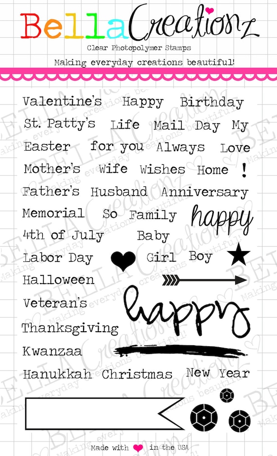 Happy Days Clear Stamp Set Year Round Sentiments Stamps - Etsy