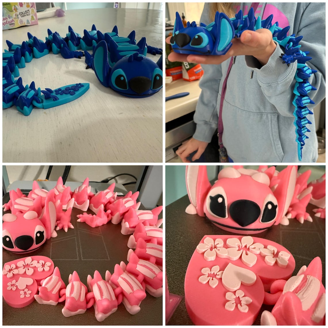 22" 3D Printed Articulated Stitch/angel Inspired Dragon - Etsy