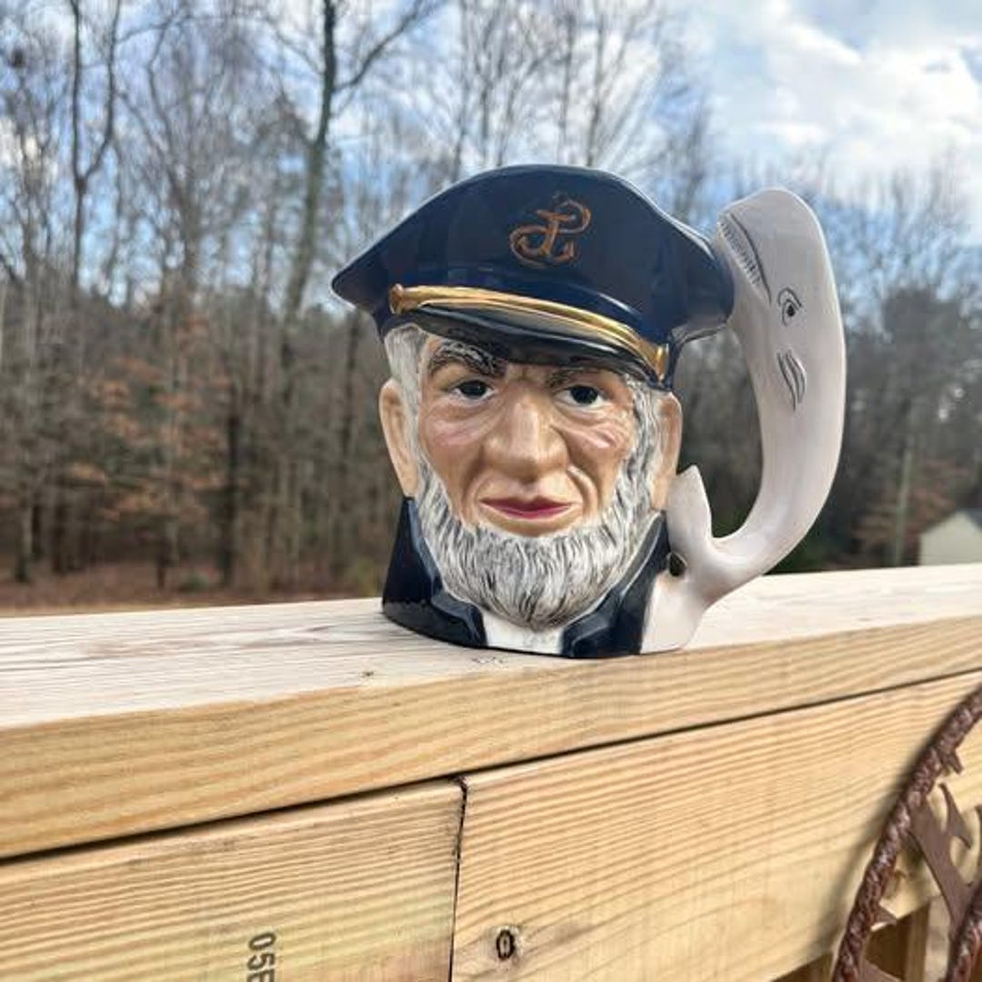 Vintage Ceramic Sea Captain Planter With Whale Handle - Etsy