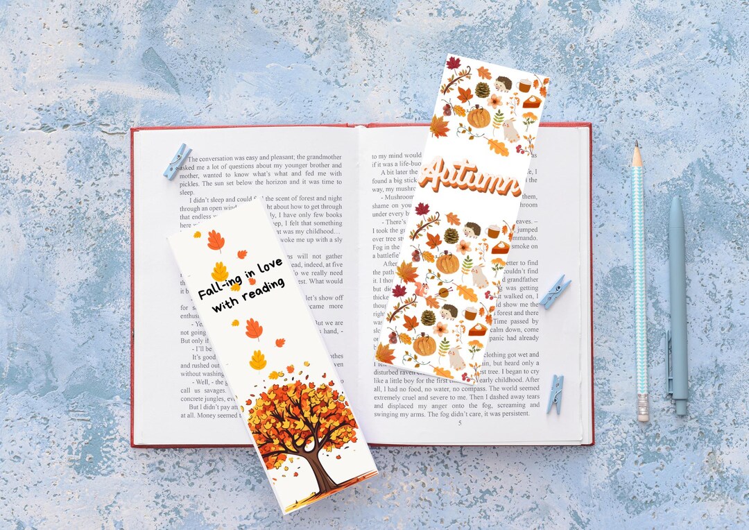 Set of 10 Fall Autumn Bookmarks Digital Printable Bookmarks Instant ...