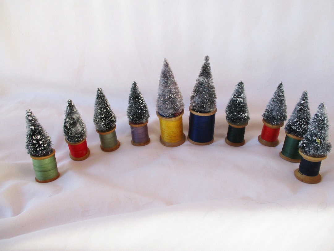 Handmade Christmas Thread Spool Trees Set Ten Vintage Wooden - Etsy