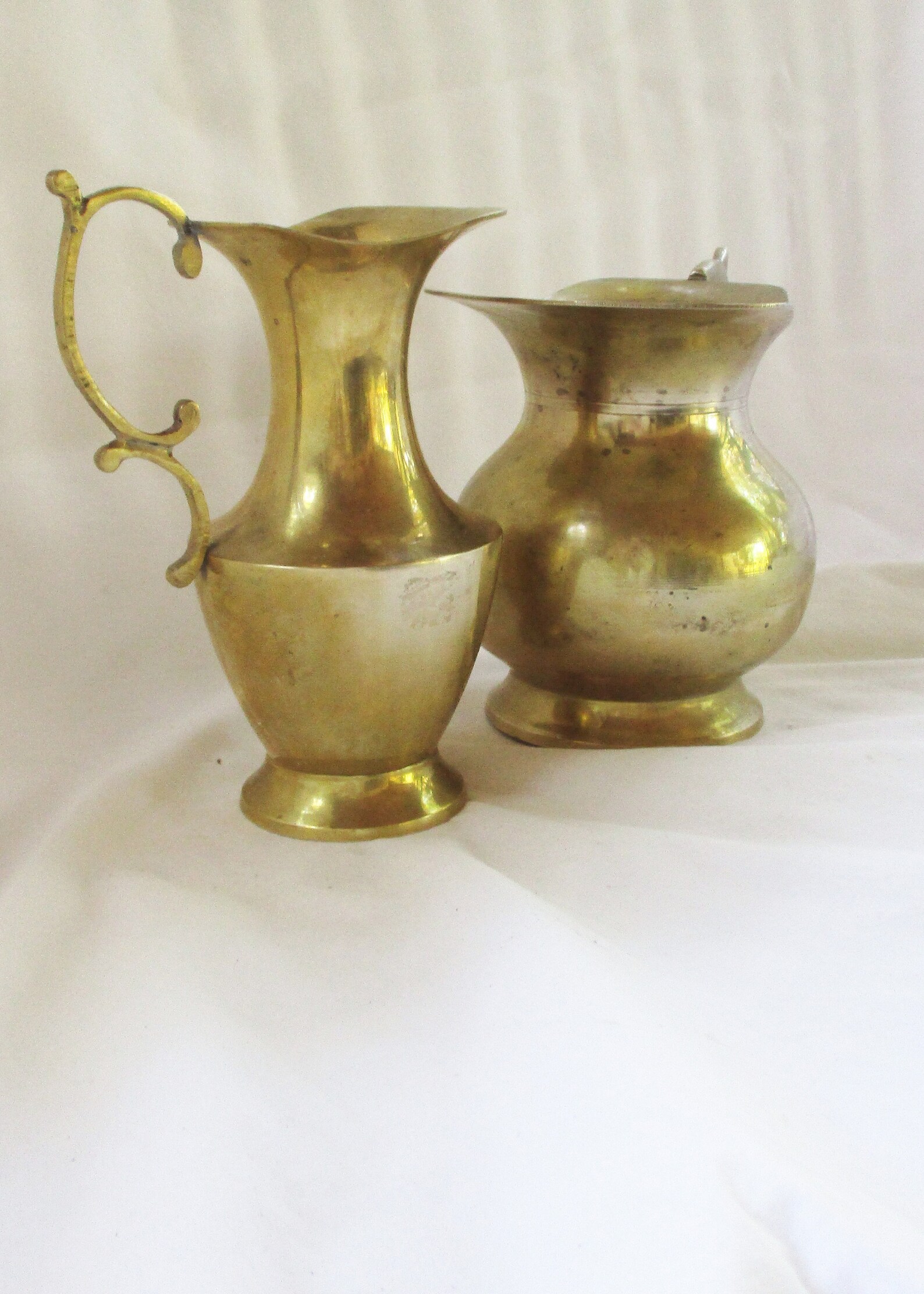 Vintage Brass Vases Pitcher Design Table Accents Vintage Brass - Etsy