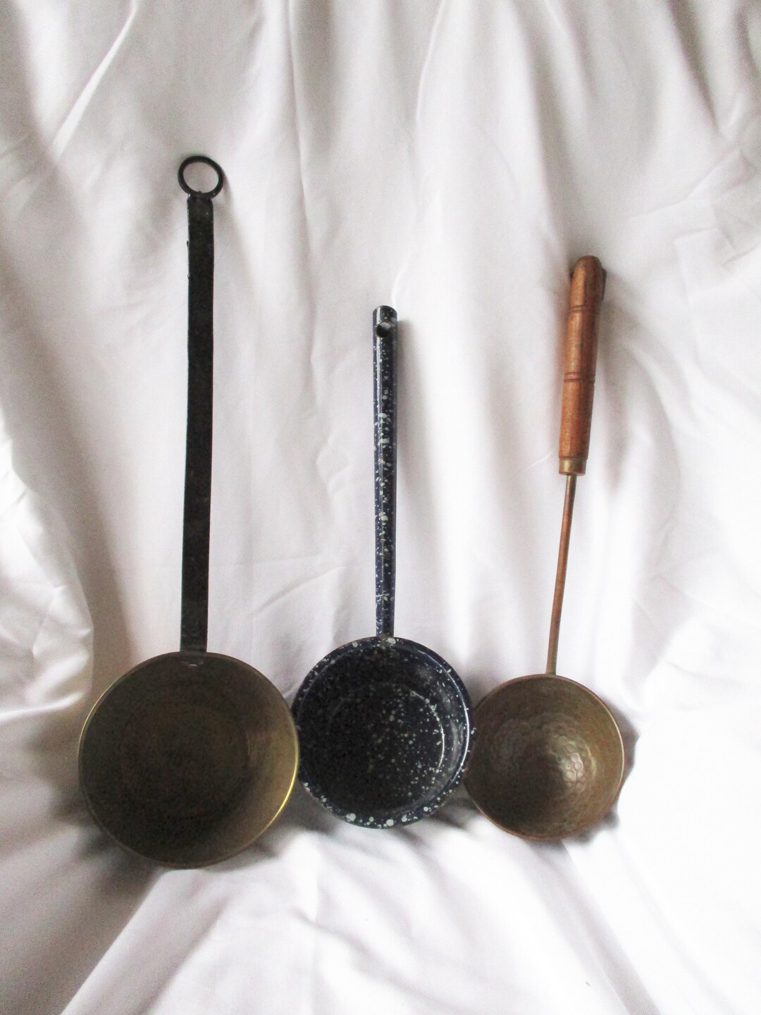 SALE Vintage Utensils Kitchen Gifting Brass Copper Enameled Dippers ...