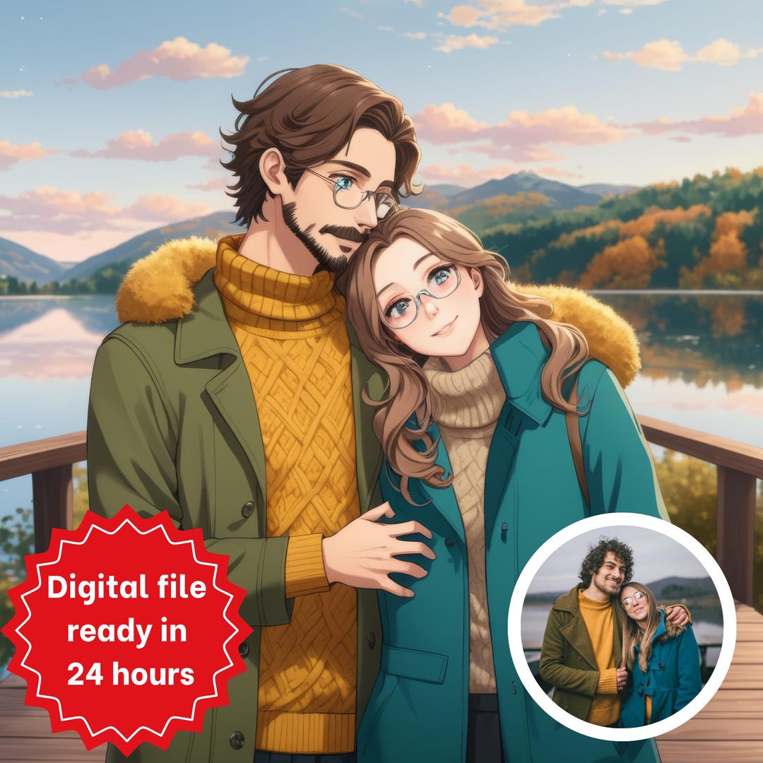 Personalized Anime Portrait From Photo, Custom Anime Art, Couple ...