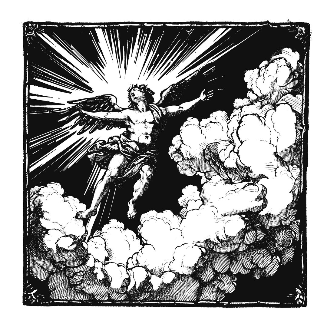 Woodcut Illustration of a Fallen Angel. Vintage Grunge Vector Design ...
