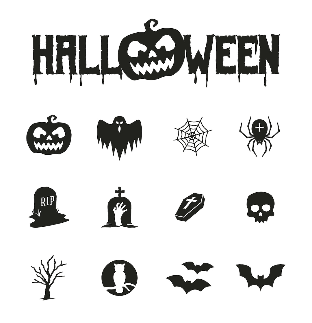 Set of Halloween Icon Symbols. Halloween Vector Design Elements ...