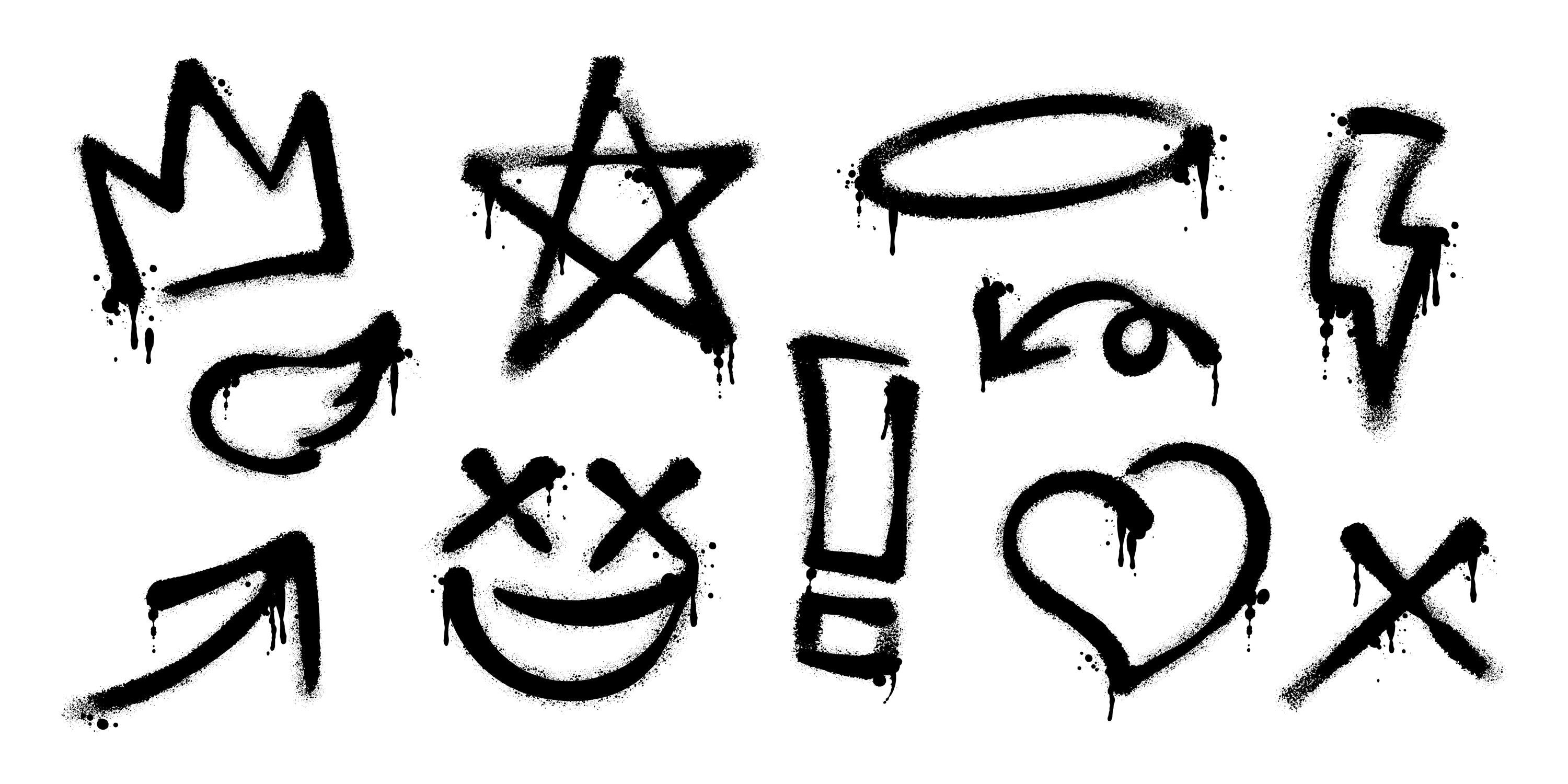 Set of Graffiti Spray Paint Vector Icons. Collection of Grunge and ...