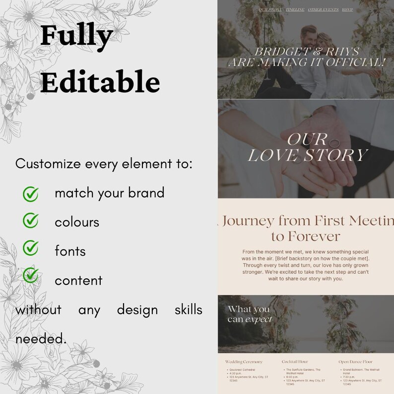 Wedding Invitation Canva Landing Page Template Customisable Website ...