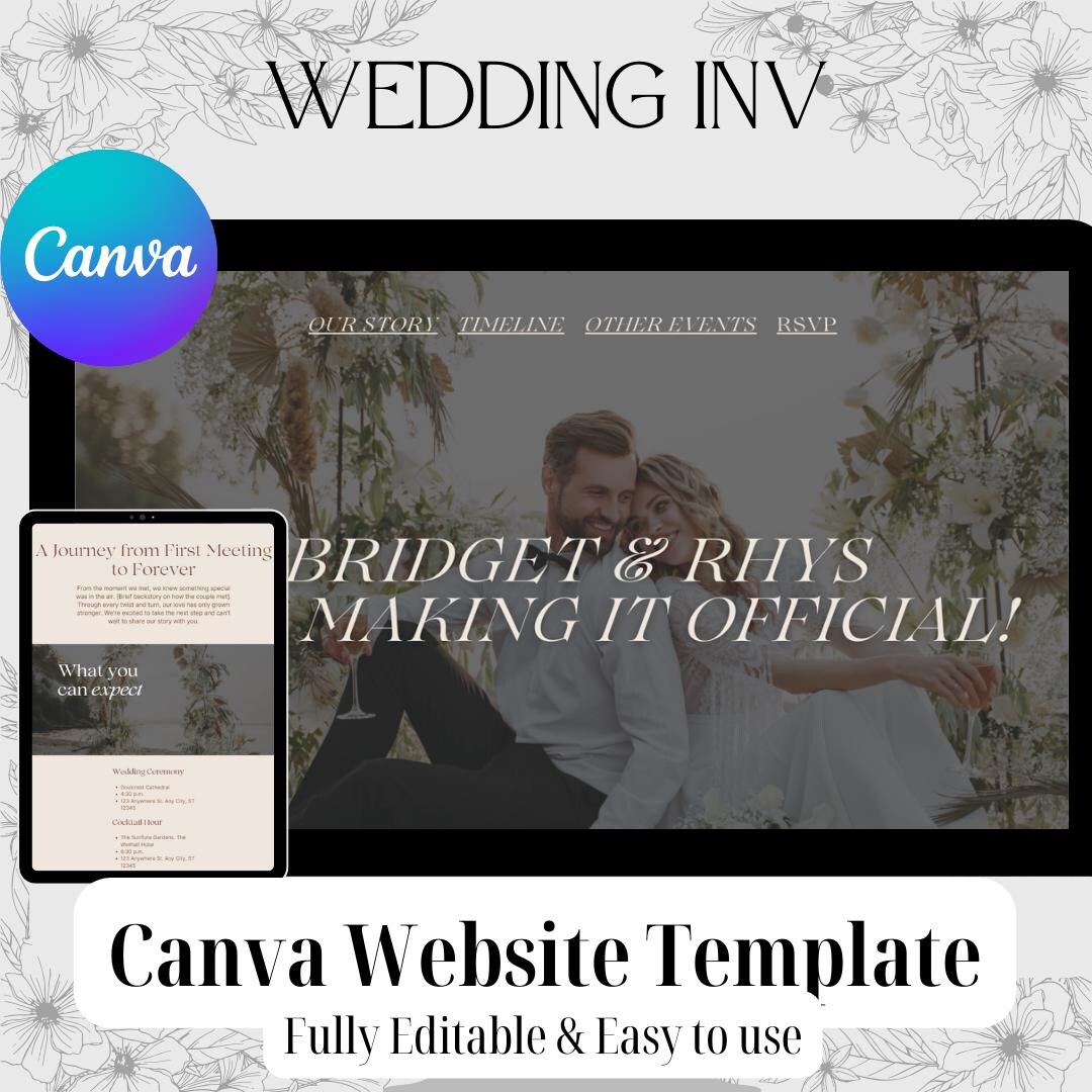 Wedding Invitation Canva Landing Page Template Customisable Website ...