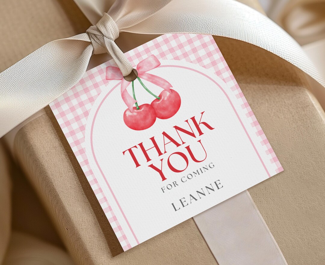Cherry on Top Favor Tag, Cherry on Top Thank You Tag, Birthday Tag ...