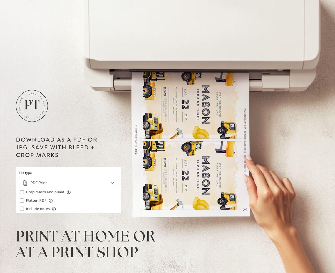 Construction 3rd Birthday Invitation, Construction Invite, Party ...