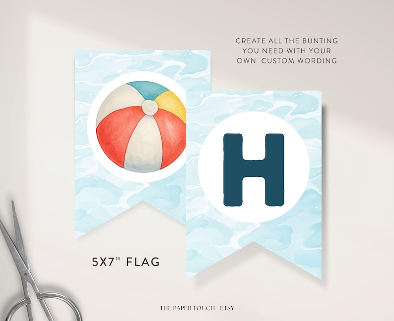Pool Party Birthday Banner Printable, Printable Summer Birthday Bunting ...