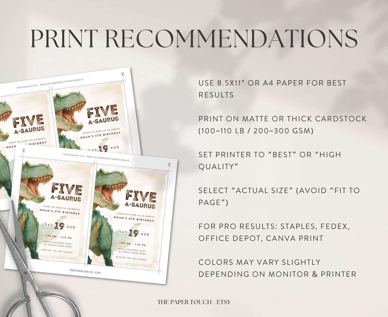 Five A-saurus Birthday Invitation, Editable Canva Template, Dinosaur ...