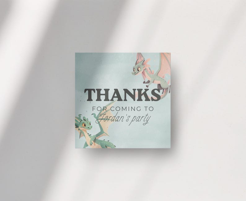 Dragons Favor Tag, Dragons Thank You Tag, Birthday Tag, Party Printable ...