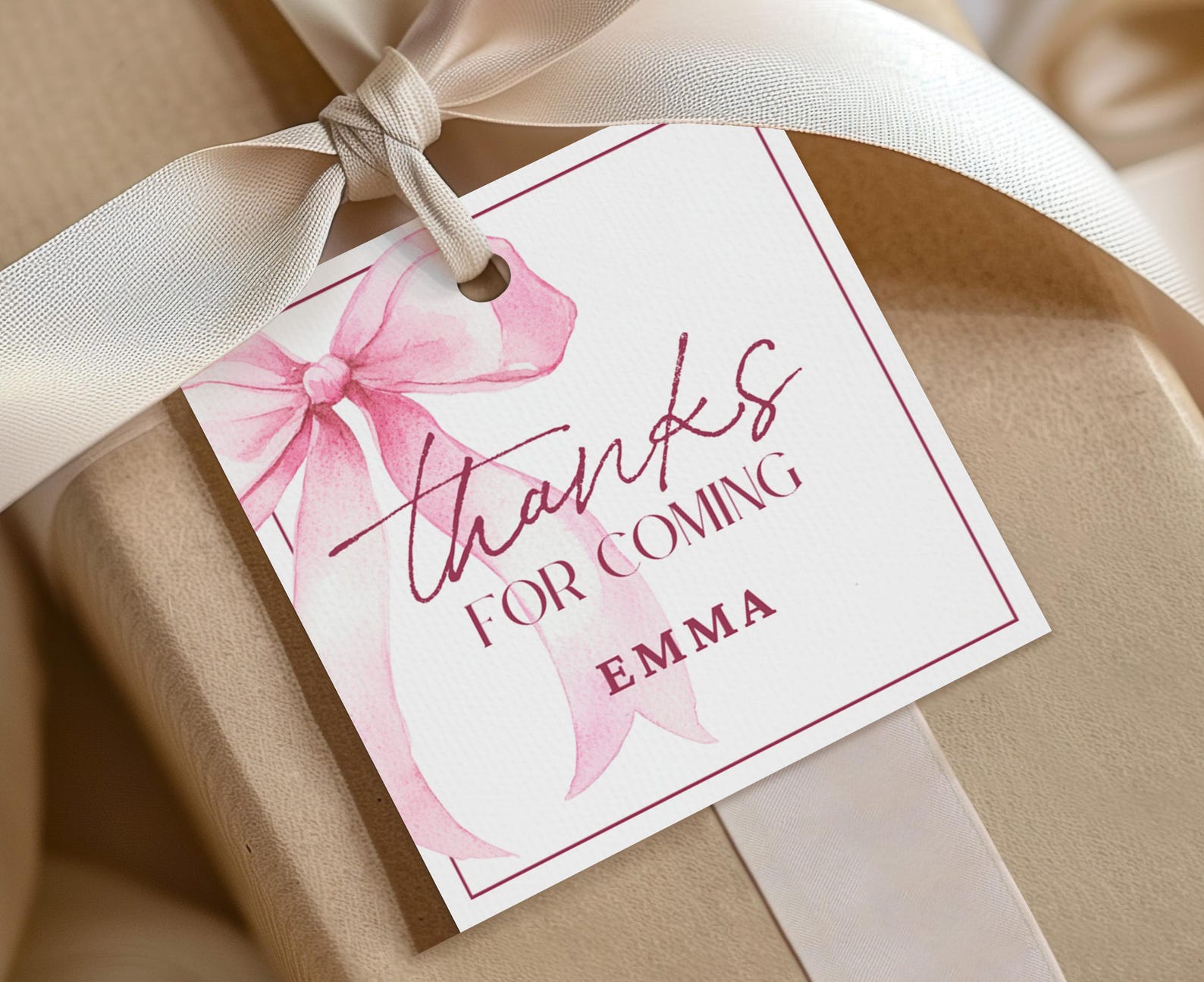 Pink Bow Water Bottle Label, Printable Girl Baby Shower Labels, Pink ...