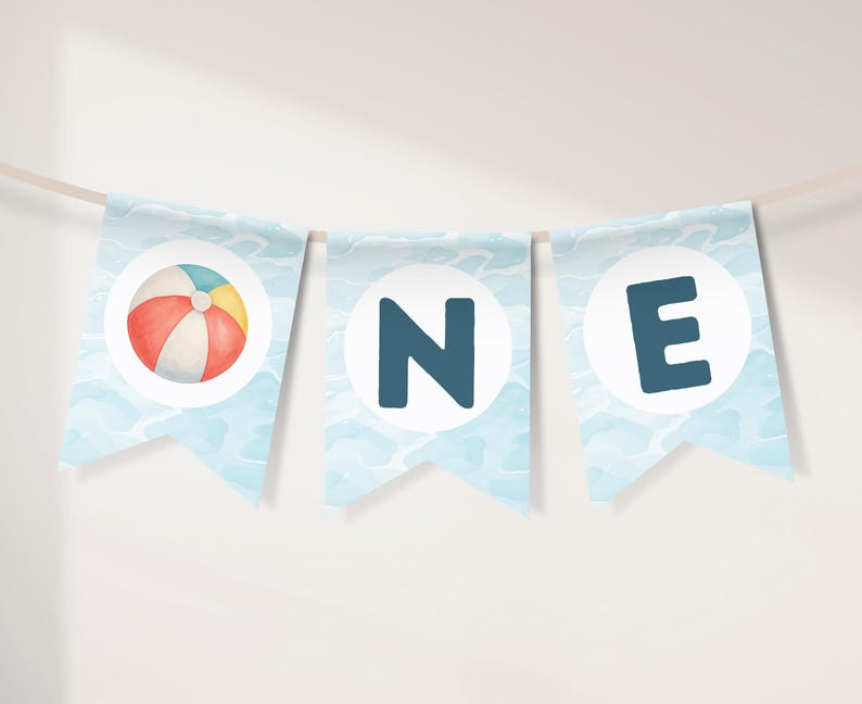 Pool Party 1st Birthday Banner Printable, Printable Summer Birthday ...