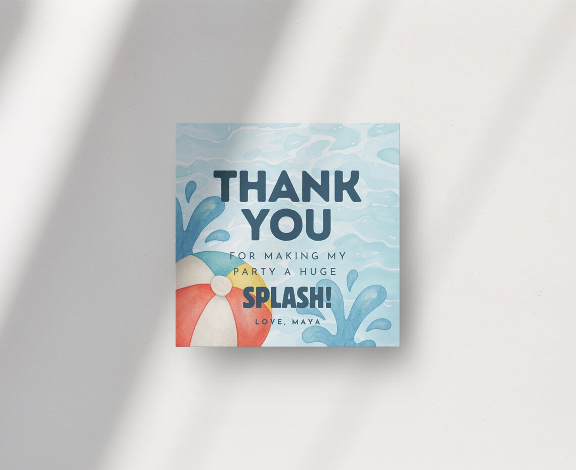 Pool Party Favor Tag, Pool Party Thank You Tag, Birthday Tag, Party ...