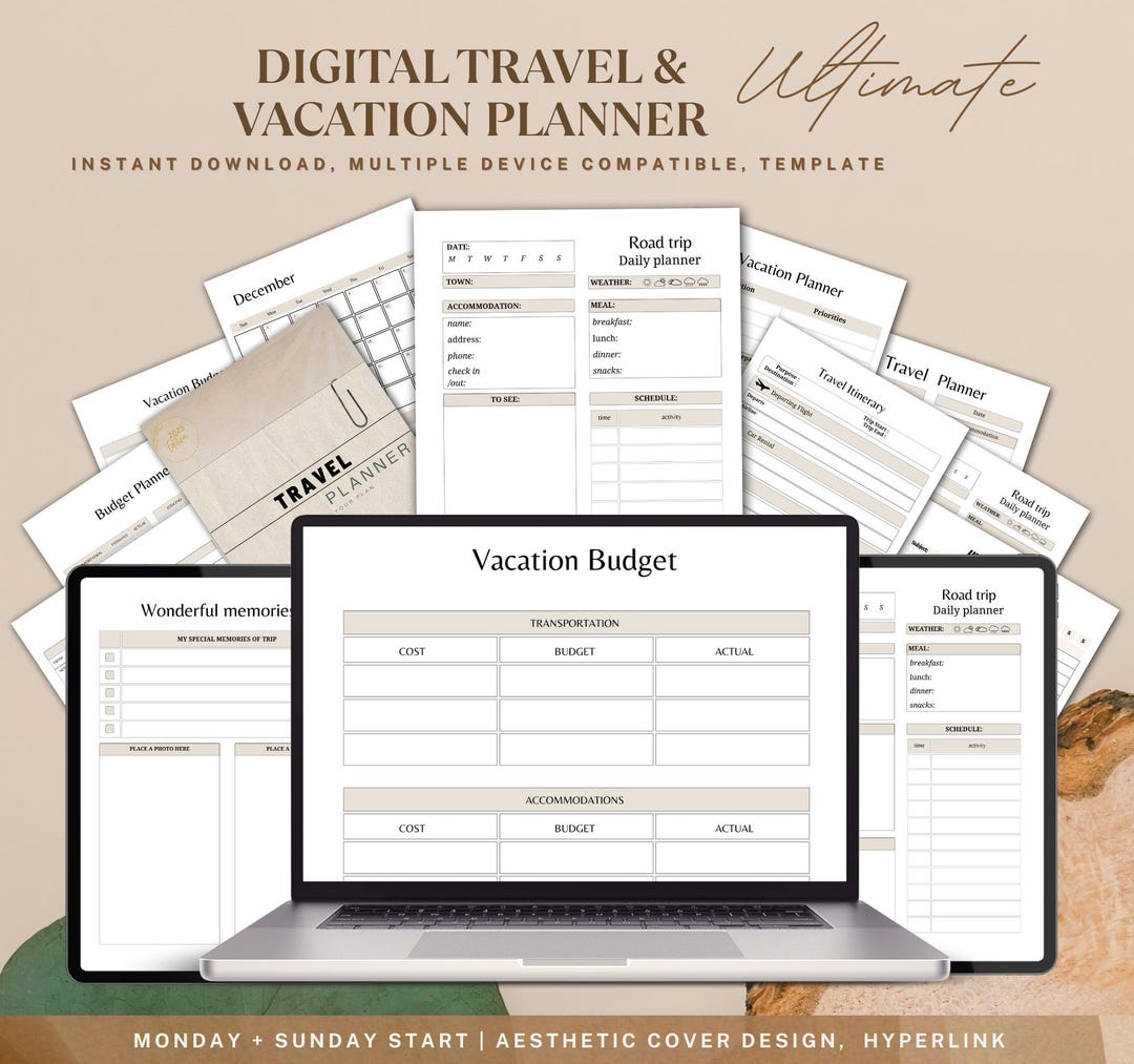 2025 Travel Planner Printable, Digital Vacation Organizer for Itinerary ...