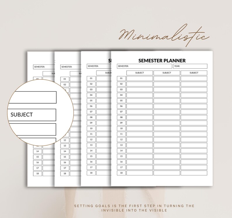 Semester Planner Template for Students to Organize Study Schedule ...