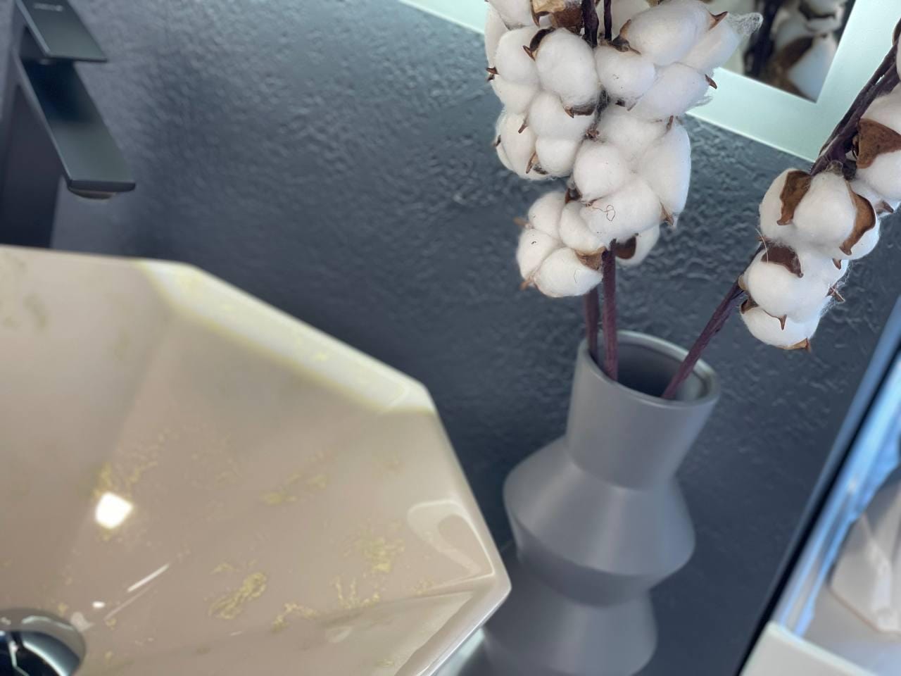 Geometric Basin Bathroom Unusual Sink Engineered Marble Stone Beige ...