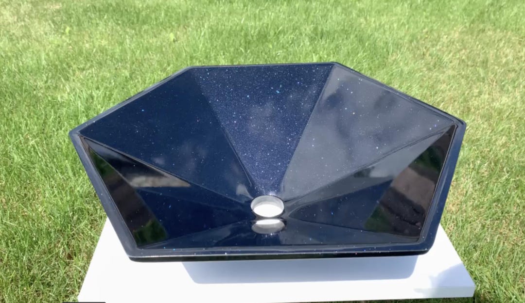 Geometric Black Glitter Pearl Basin Bathroom Unusual Sink Engineered ...
